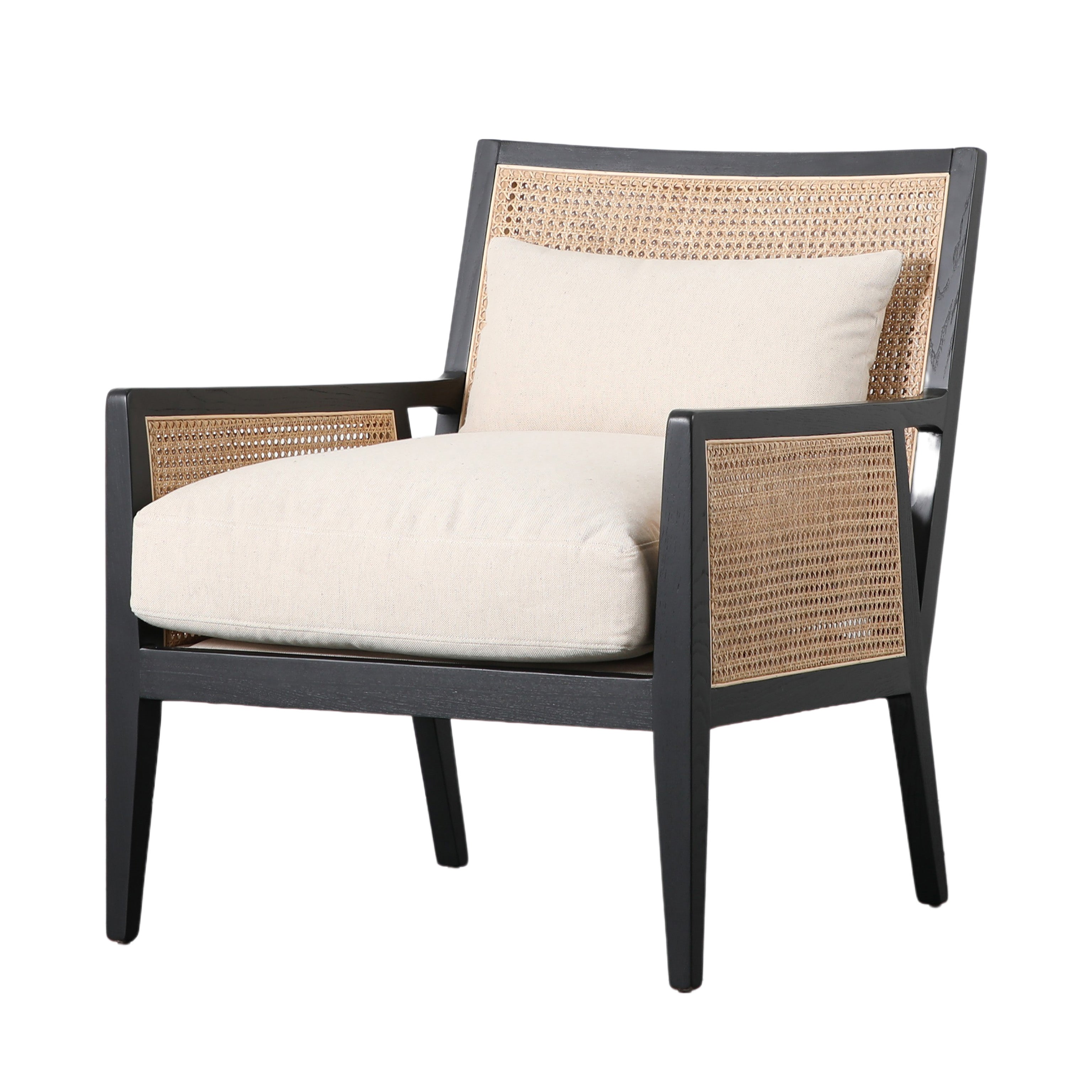 Aiko Natural Rattan & Black Ash Wood Armchair – The Den & Now