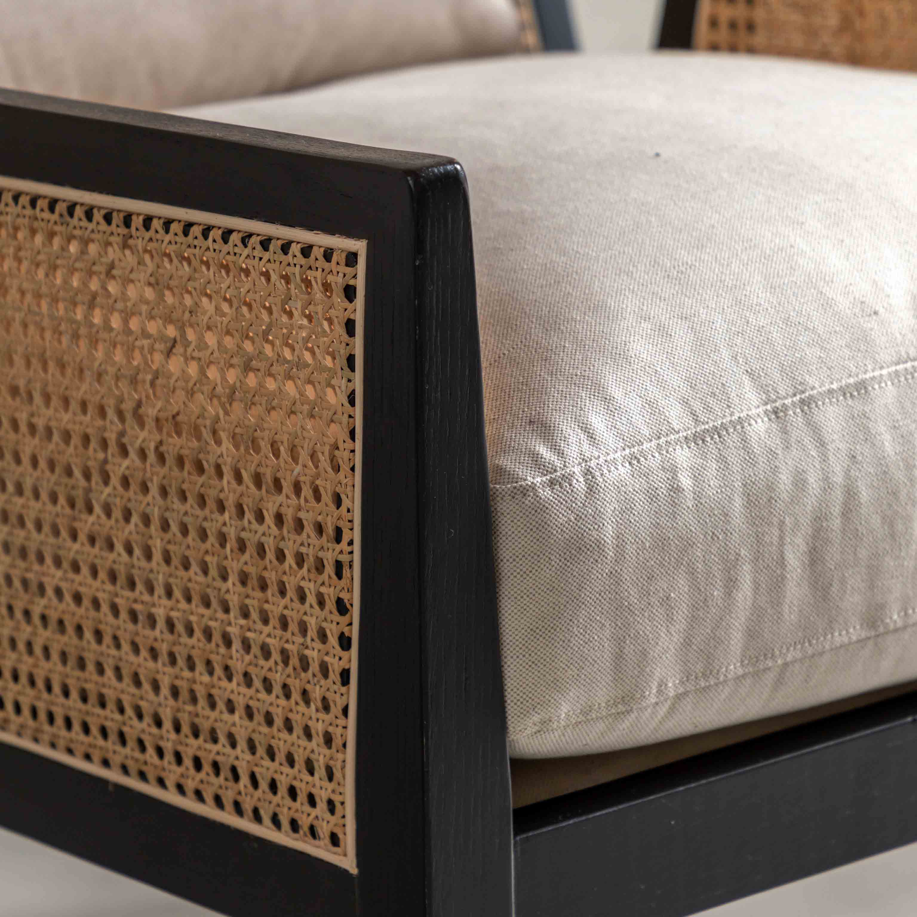 Aiko Natural Rattan & Black Ash Wood Armchair – The Den & Now