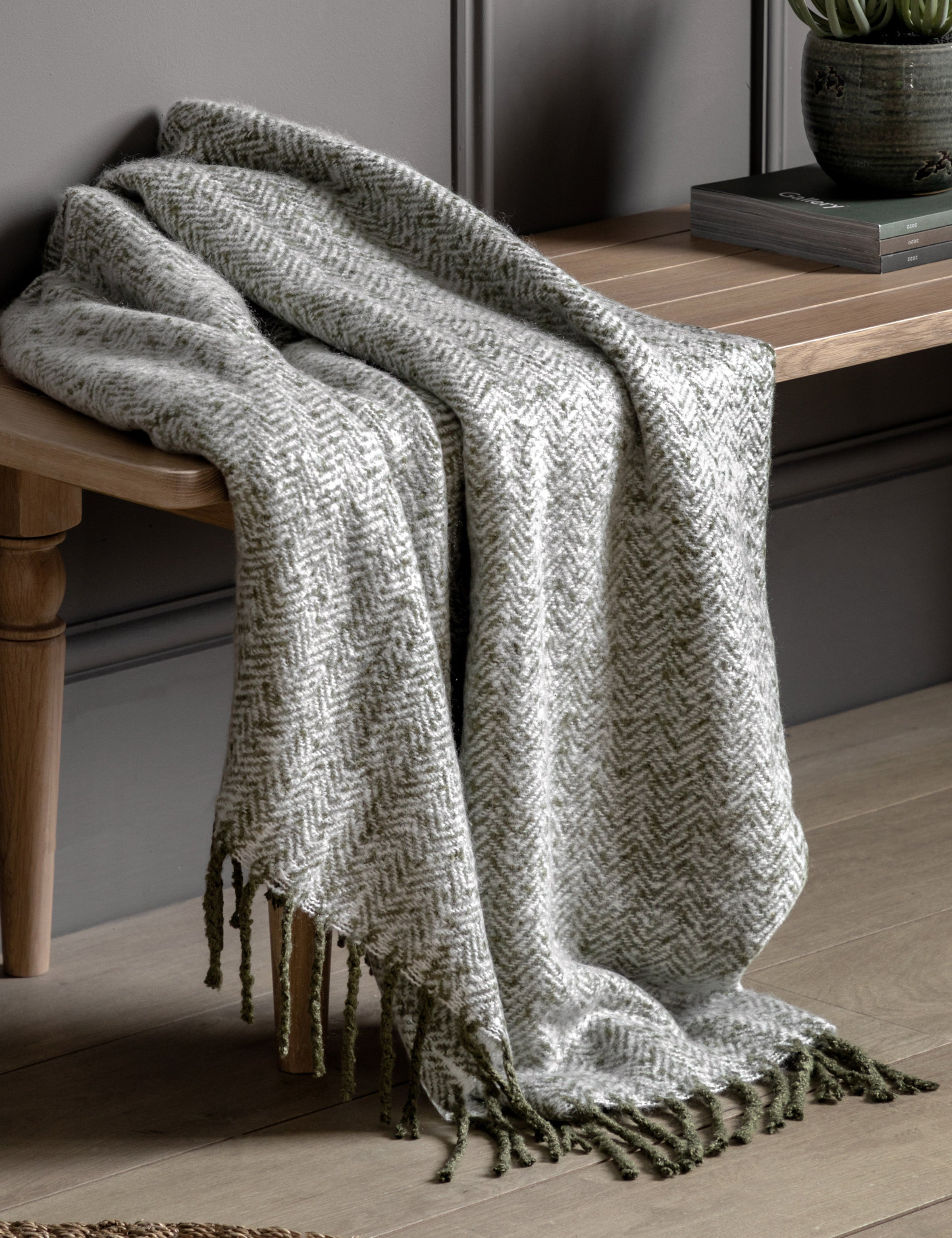Green Herringbone Throw | PRE-ORDER – The Den & Now