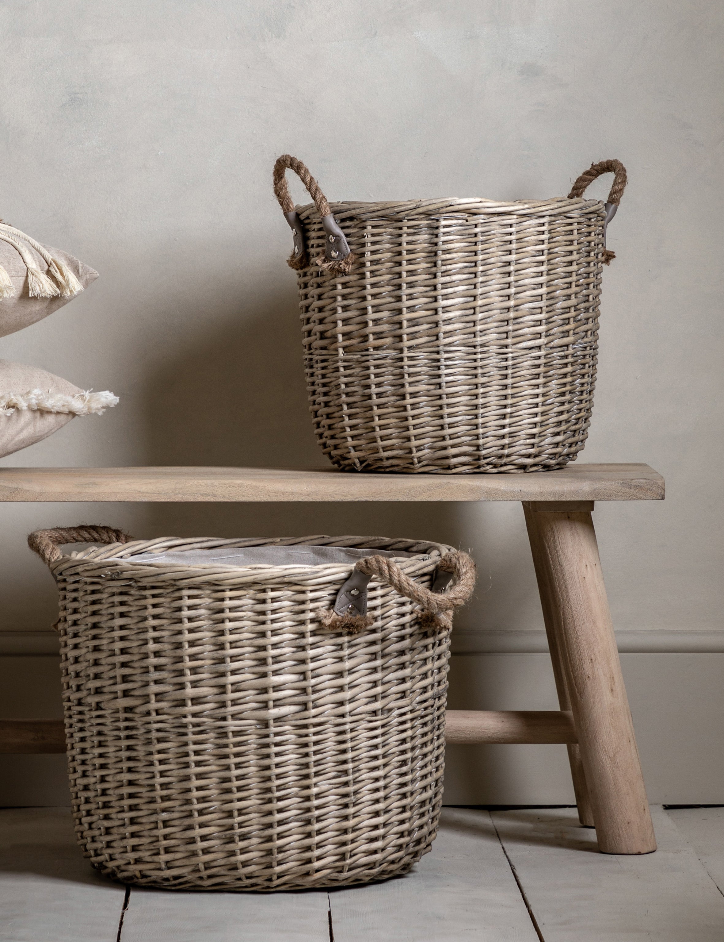 Woven Wicker Baskets (Pair) – The Den & Now
