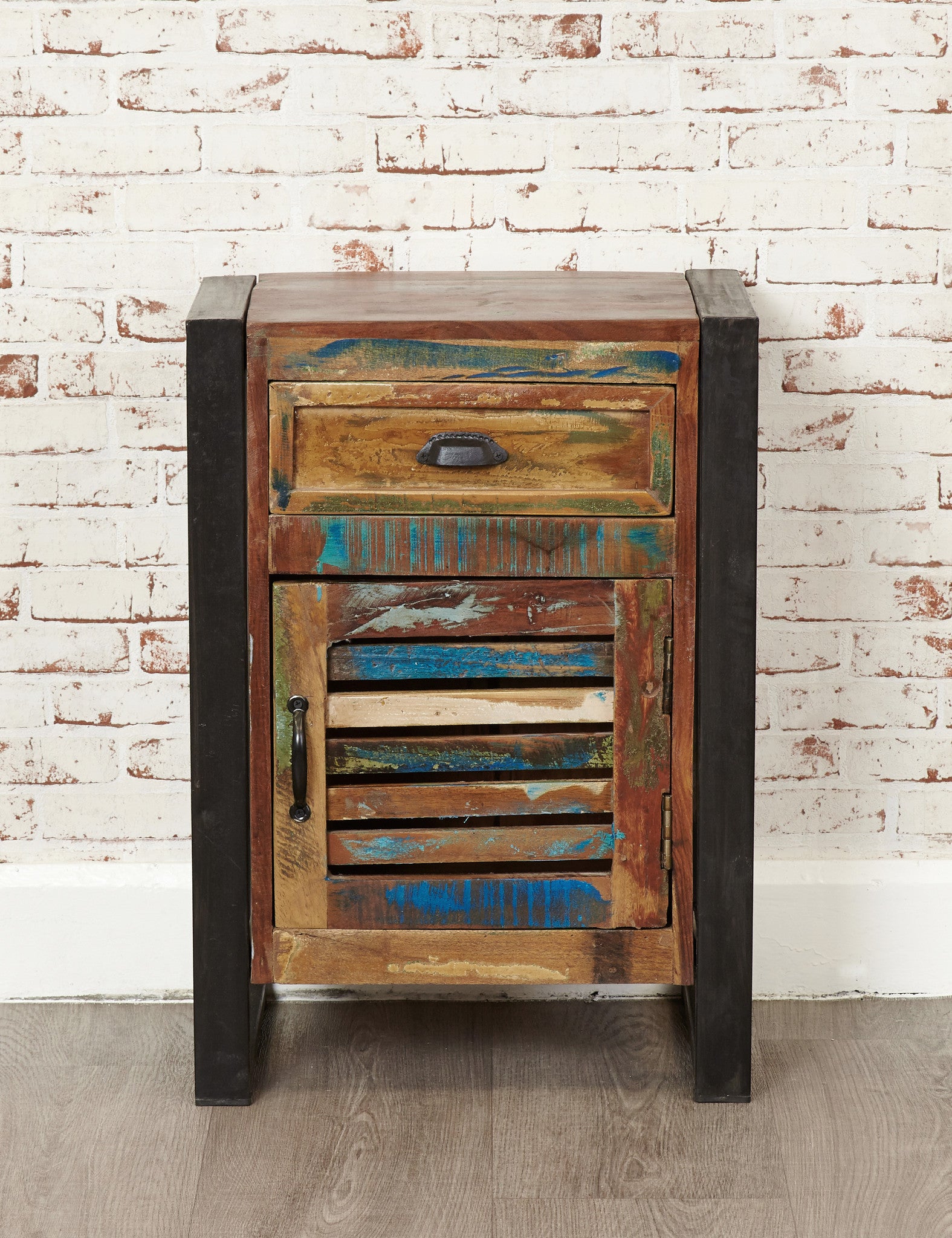 Industrial Reclaimed Side Table Cabinet – The Den & Now