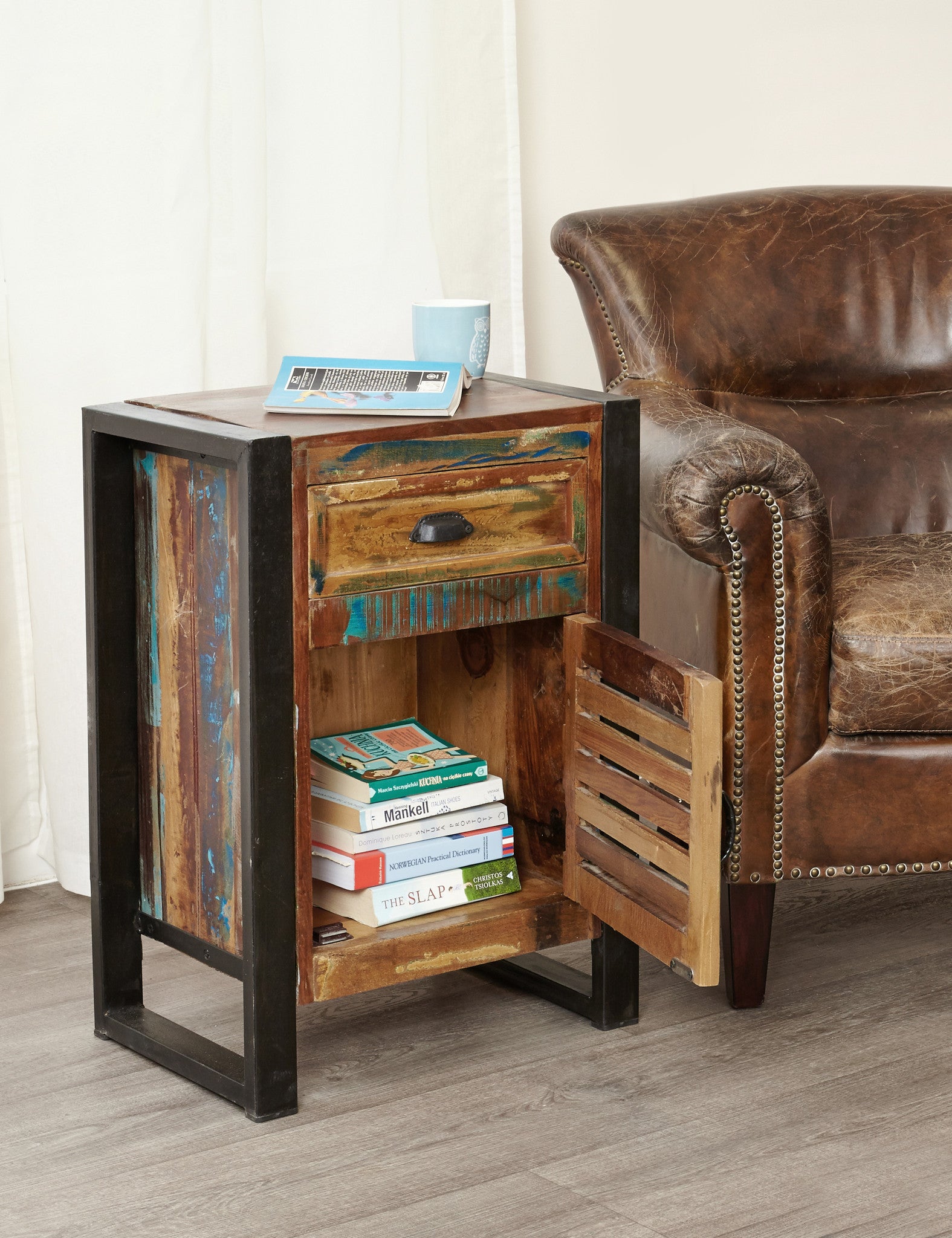 Industrial Reclaimed Side Table Cabinet – The Den & Now