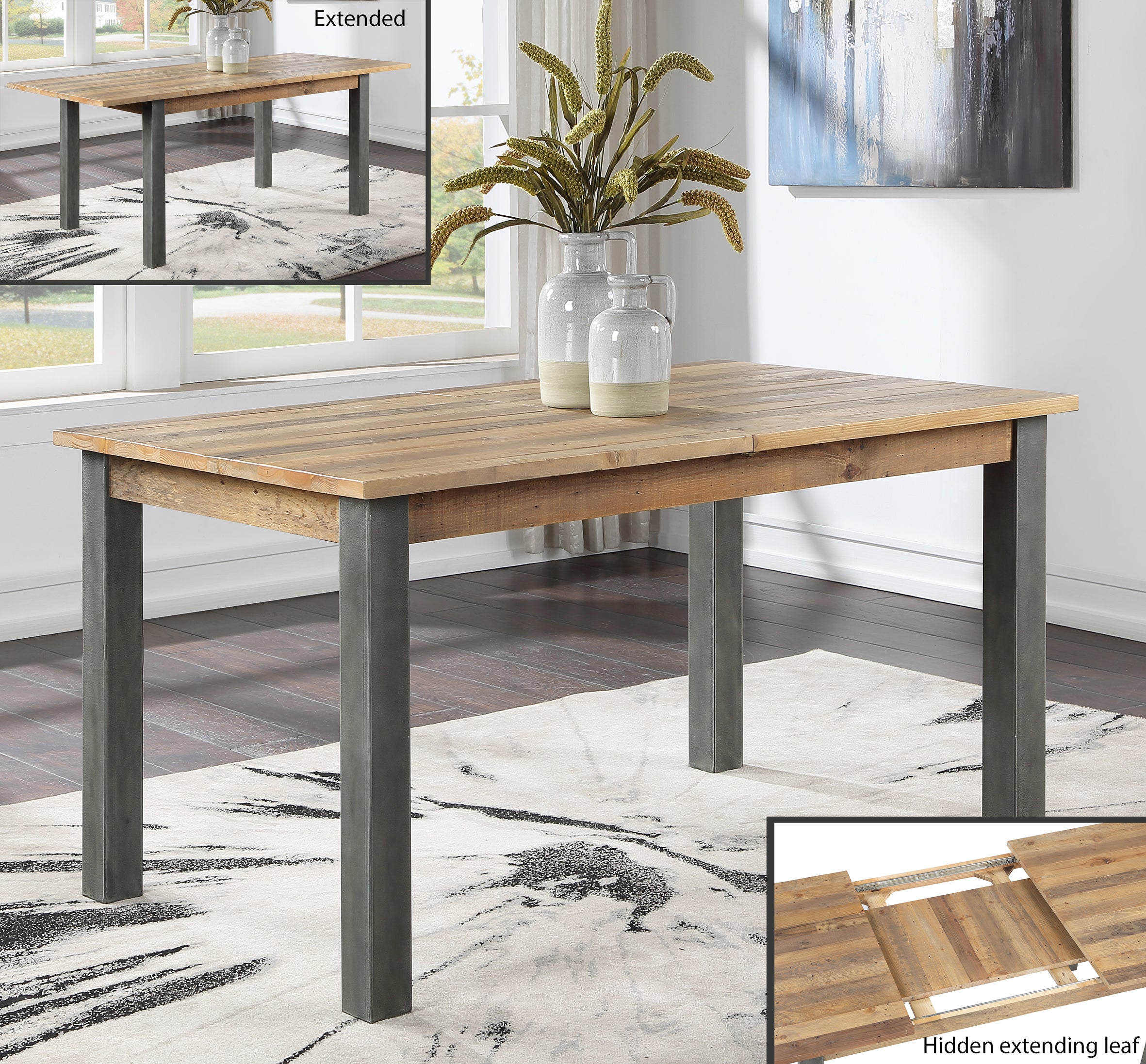 Industrial Rustic Extending Dining Table – The Den & Now