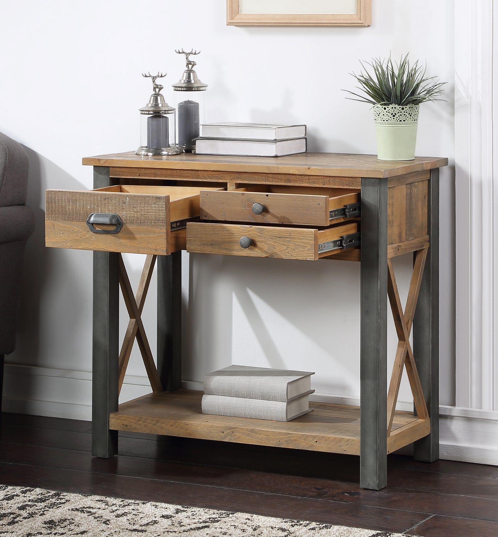Industrial wood console table store